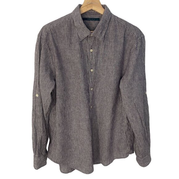 Perry Ellis | Shirts | Perry Ellis Linen Blend Railroad Stripe Shirt ...